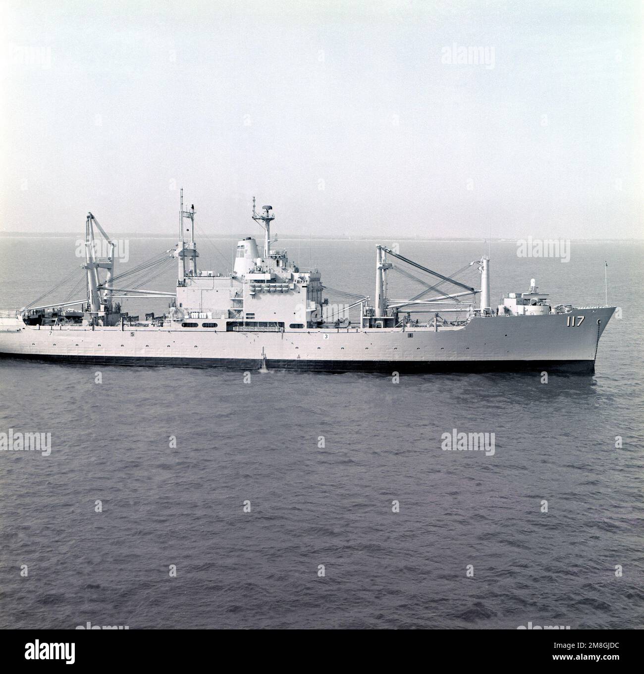 A starboard beam view of the amphibious cargo ship USS EL PASO (LKA-117 ...