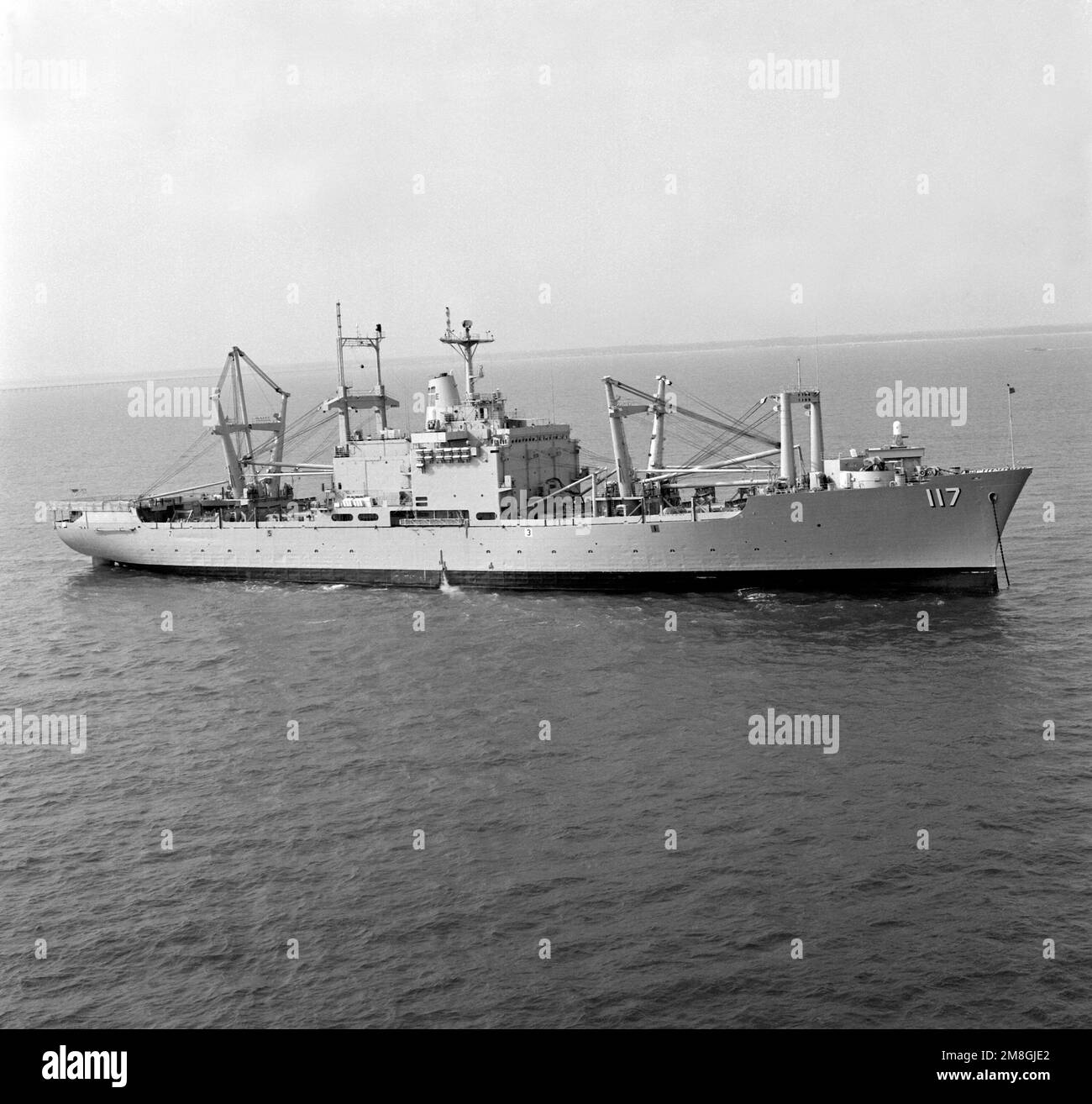 A starboard view of the amphibious cargo ship USS EL PASO (LKA-117) at ...
