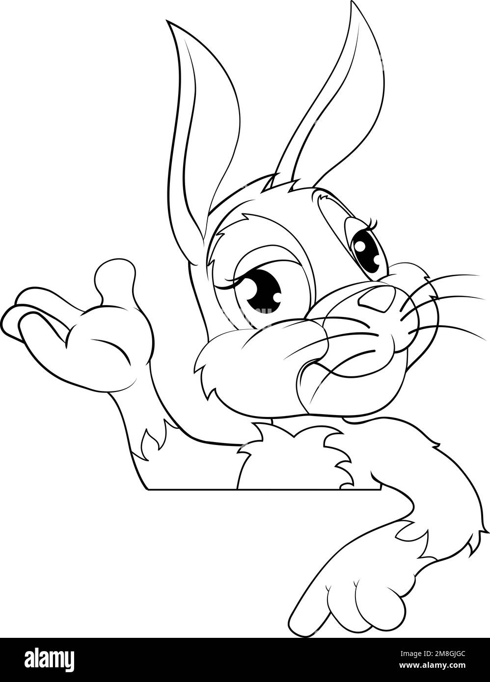 Easter Bunny Rabbit Cartoon Character Peeking Sign Stock Vector Image ...