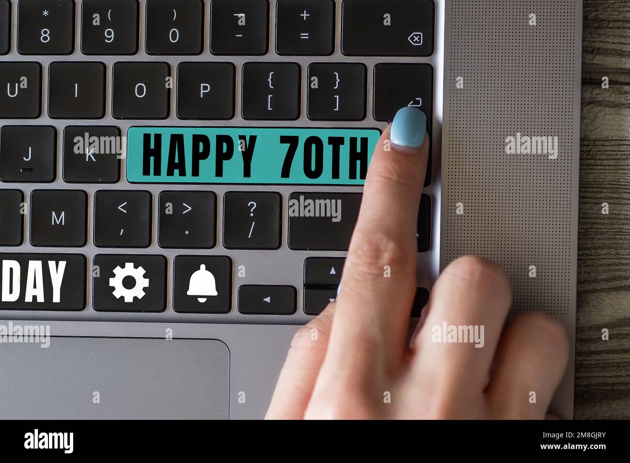 Hand writing sign Happy 70Th. Internet Concept a joyful occasion for ...