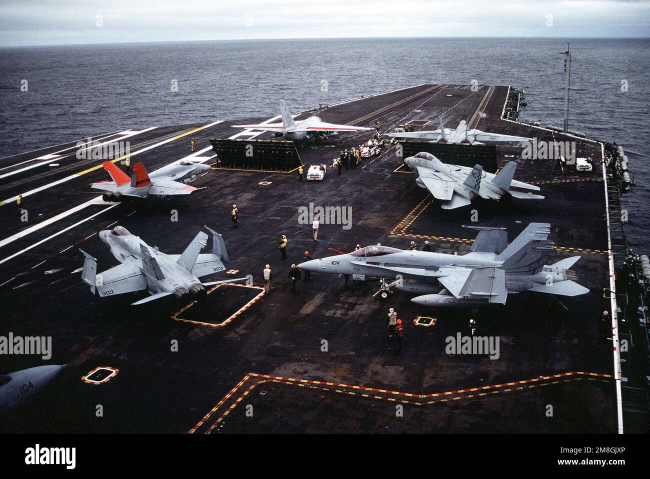 An F-14A Tomcat aircraft, right, and an S-3A Viking aircraft, left, are ...