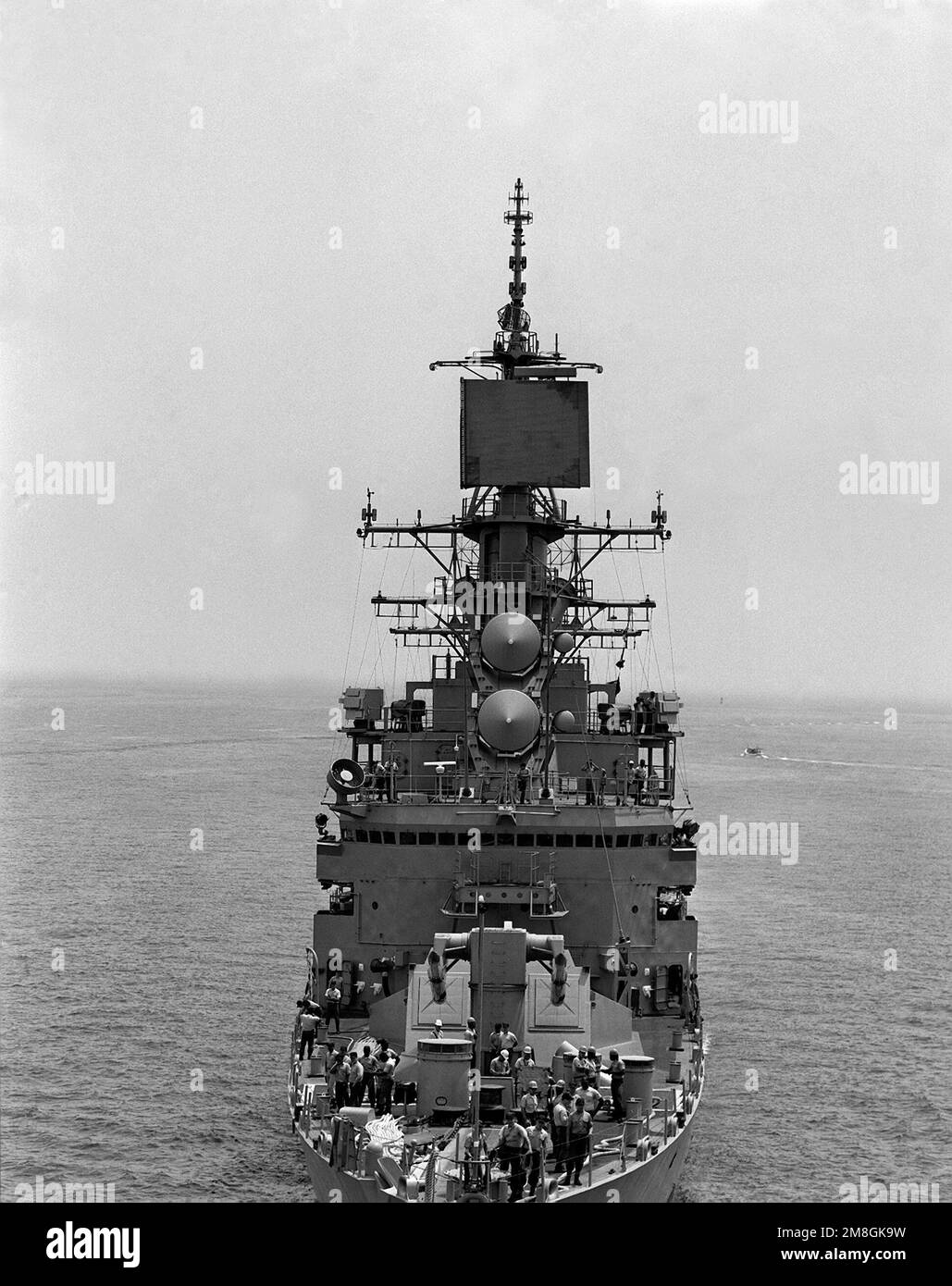 A bow view of the guided missile cruiser USS JOSEPHUS DANIELS (CG-27 ...