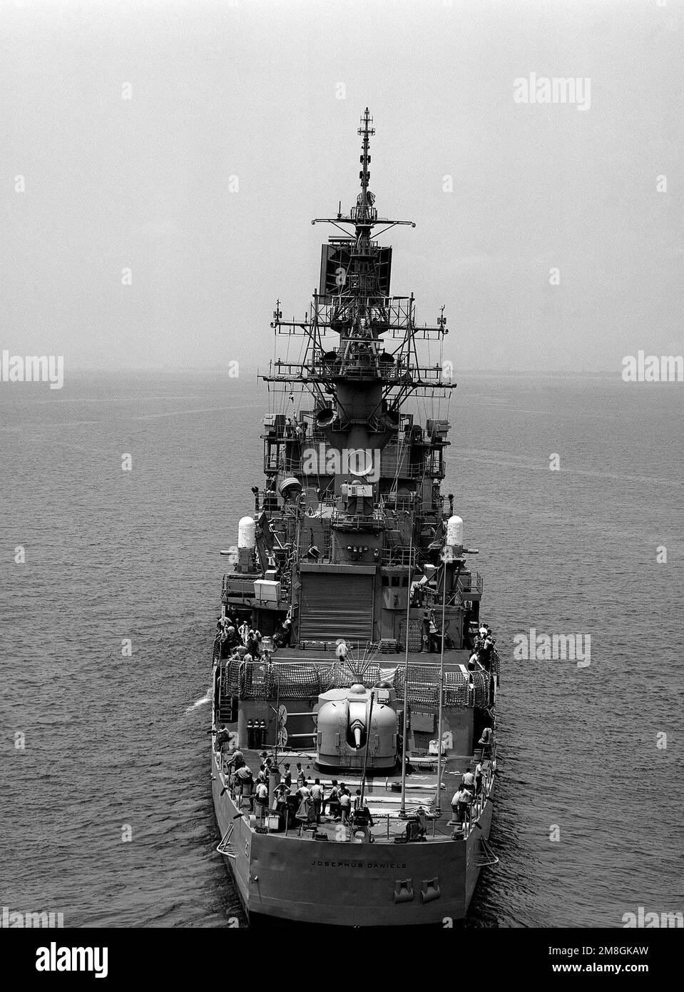 A stern view of the guided missile cruiser USS JOSEPHUS DANIELS (CG-27 ...
