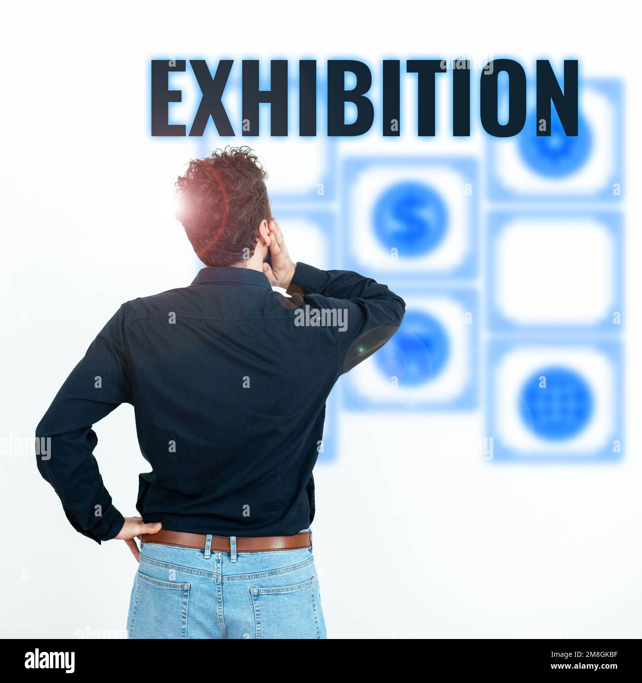 Conceptual caption Exhibition. Word for and act of exposing something ...