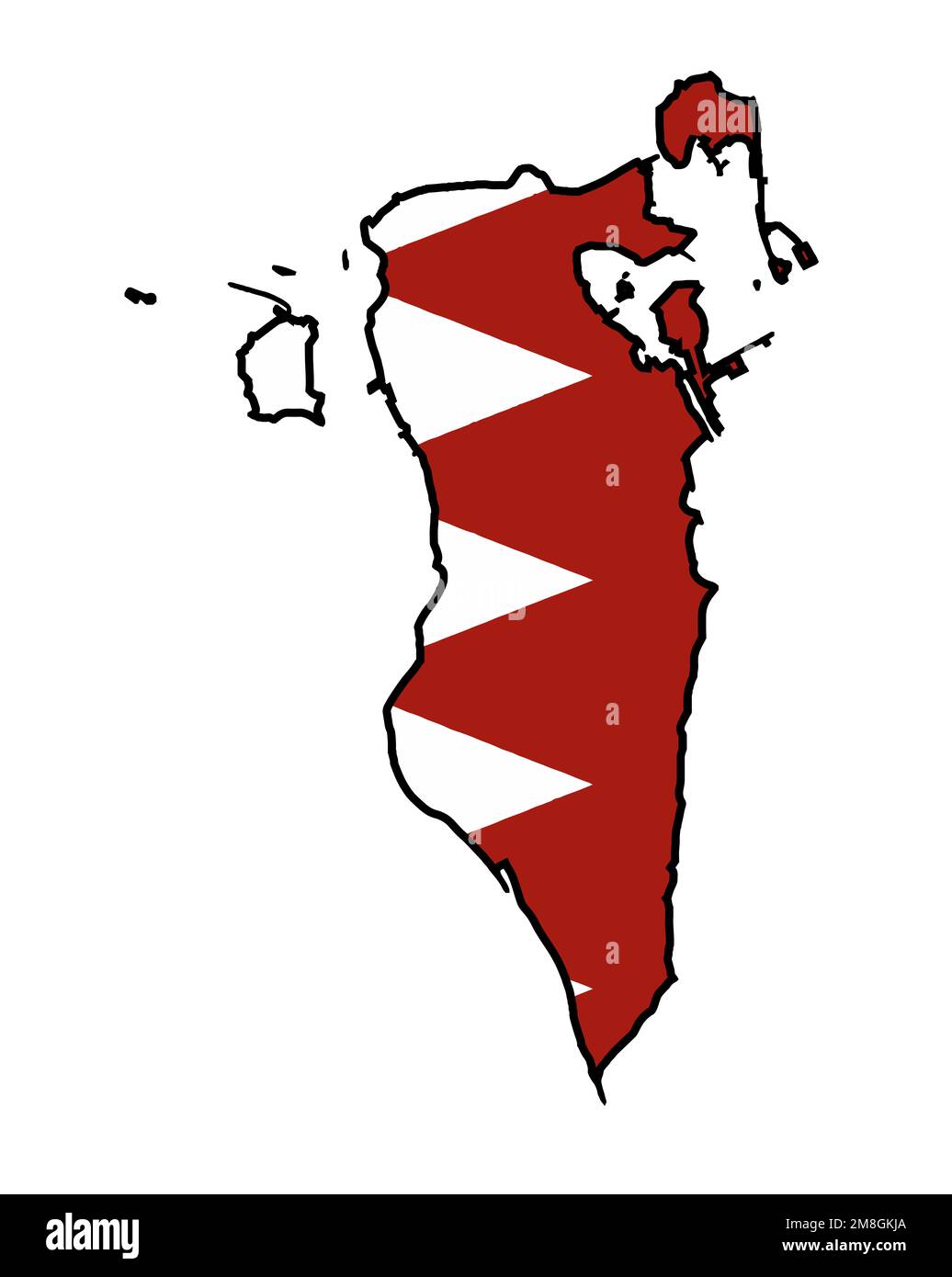 Silhouette flag map of the Arab League country of Bahrain Stock Photo ...