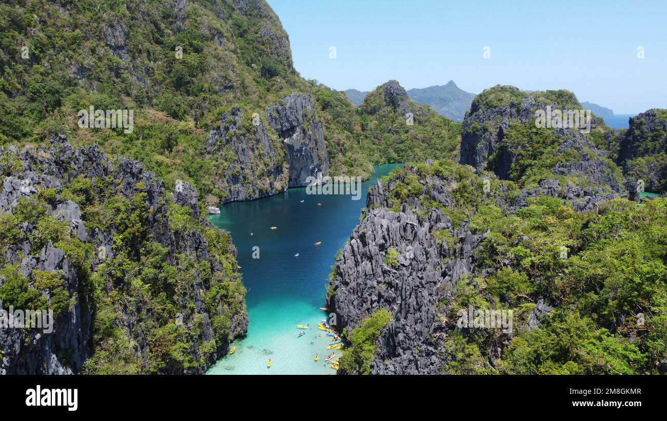 Big Lagoon Bacuit Bay Philippines Drone View 2 Stock Photo - Alamy
