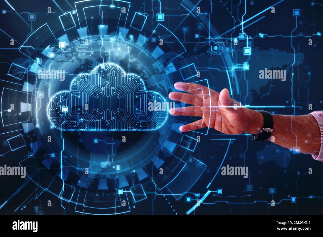 2d illustration of Cloud computing, Cloud Computing Concept , Abstract cloud connection ...