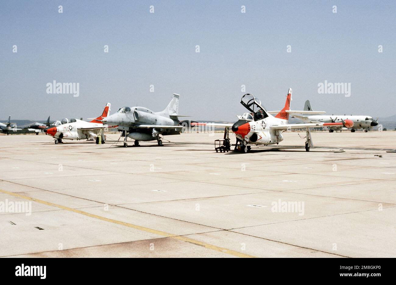 Fighter Squadron 126 (VF-126) T-2C Buckeye aircraft and an A-4 Skyhawk ...