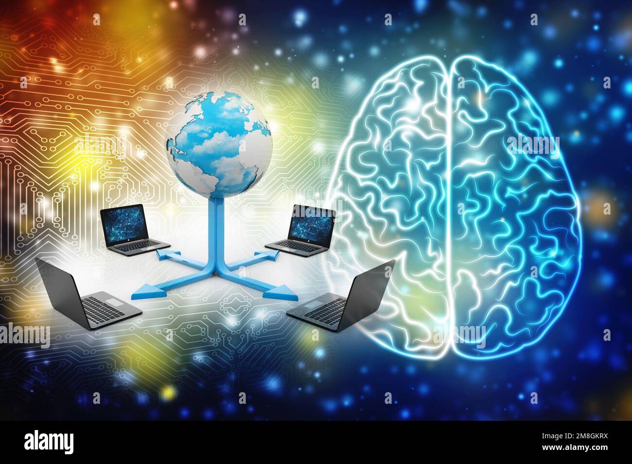 3d Rendering Computer Network Computer Network With Globe Internet Communication Background