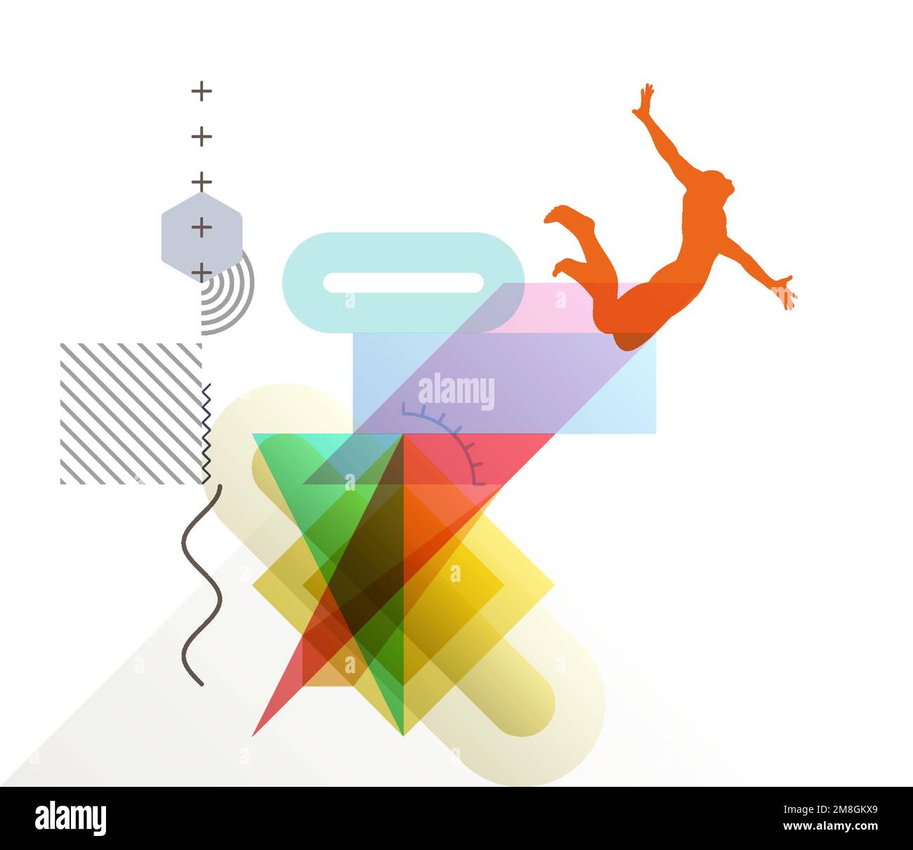 Art composition. Silhouette of a jumping man. Freedom concept ...