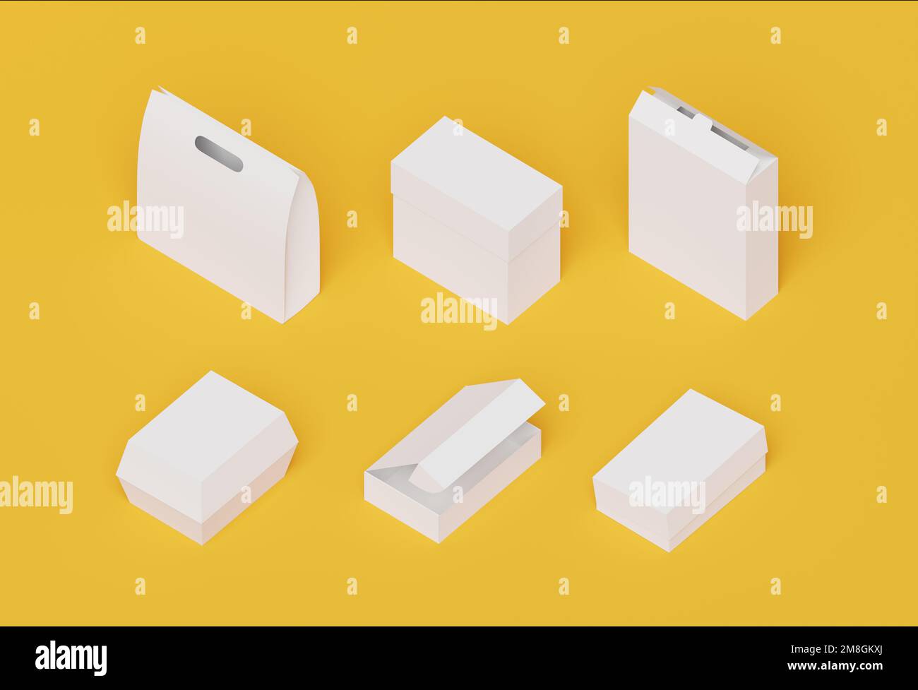 Paper food packaging options, 3d rendering mockup. Product packages ...