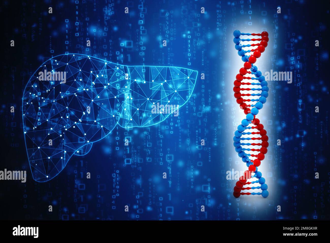 Concept of biochemistry with dna Structure isolated in digital ...