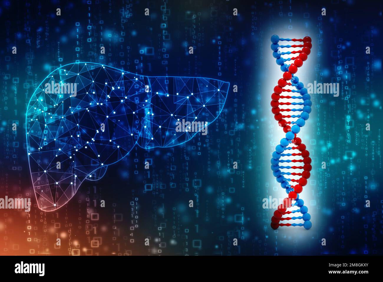 Concept of biochemistry with dna Structure isolated in digital ...