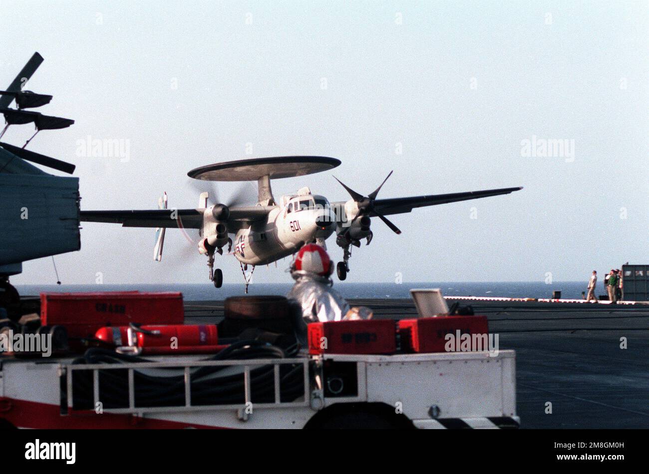 An Airborne Early Warning Squadron 121 (VAW-121) E-2C Hawkeye aircraft ...