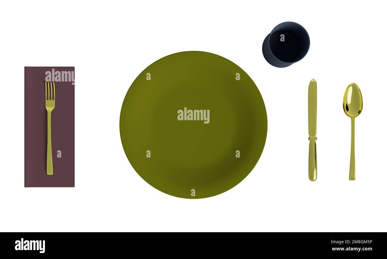 Simple Dinner Table Setting Of Generic Kitchen Utensils In