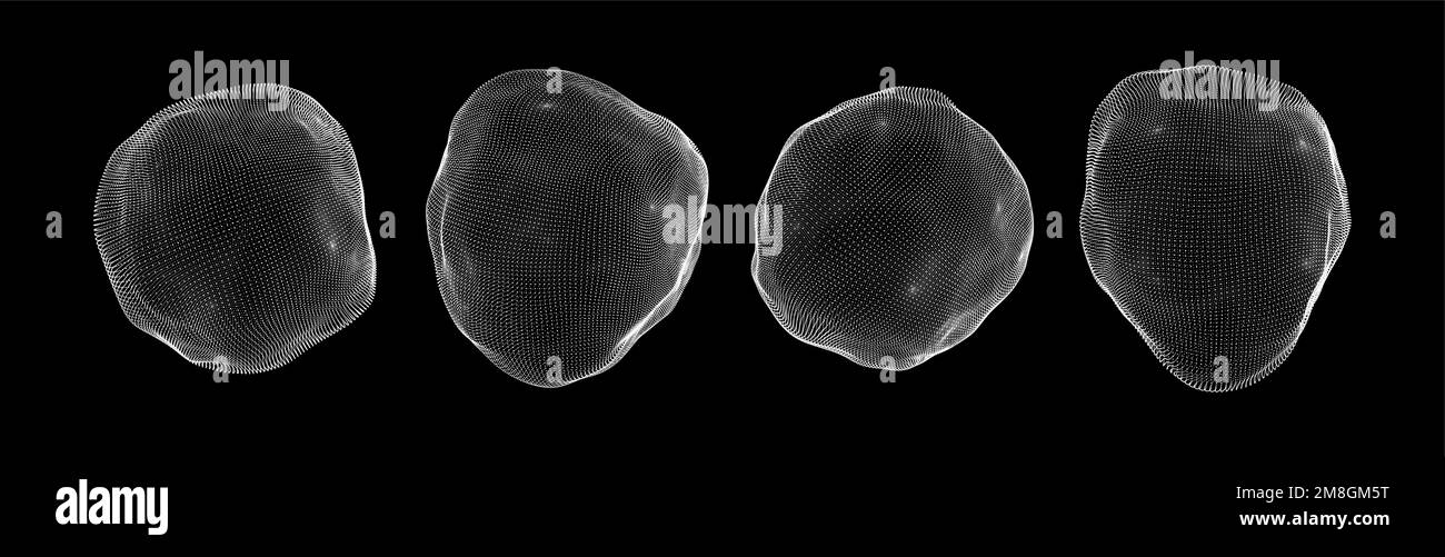 Abstract Form Consisting Of Small Particles Objects With Dots Molecular Grid 3d Vector