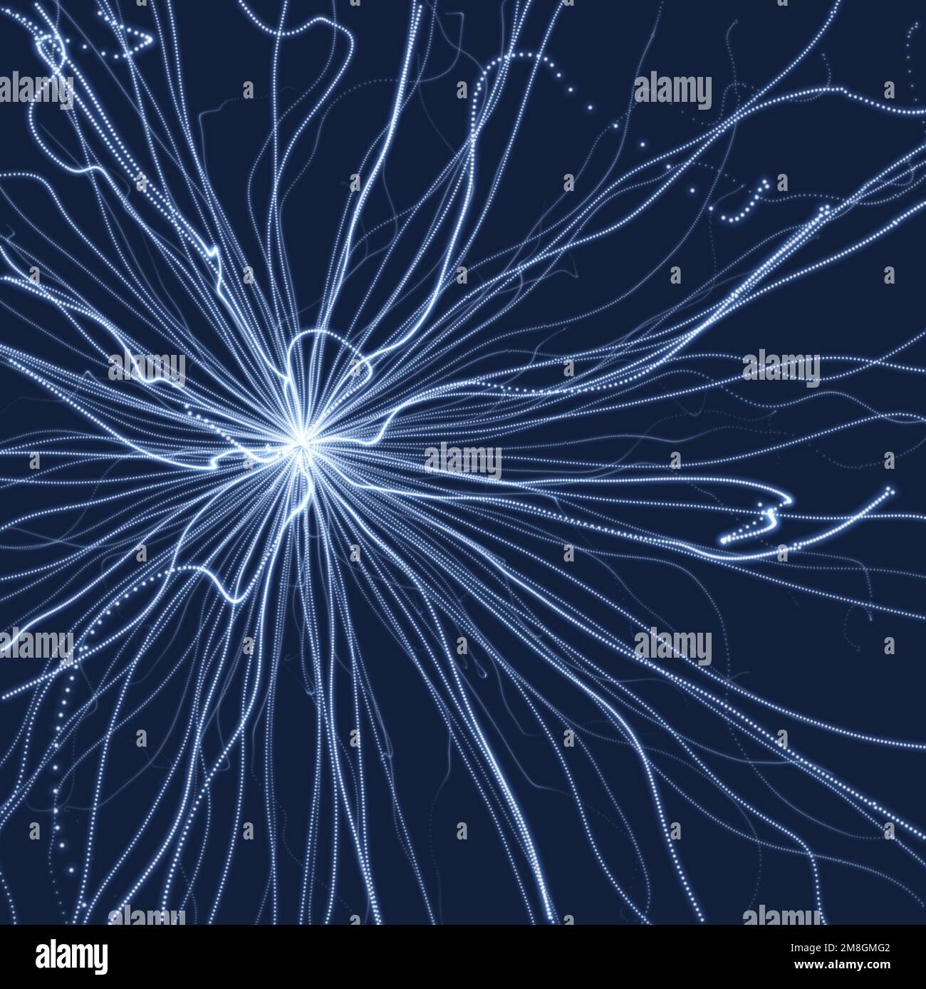 Abstract science or technology background. Array with dynamic particles ...