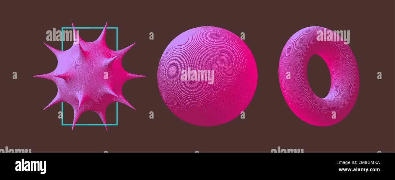 Torus and sphere made of cubes. Virus particle. Pathogen organism ...