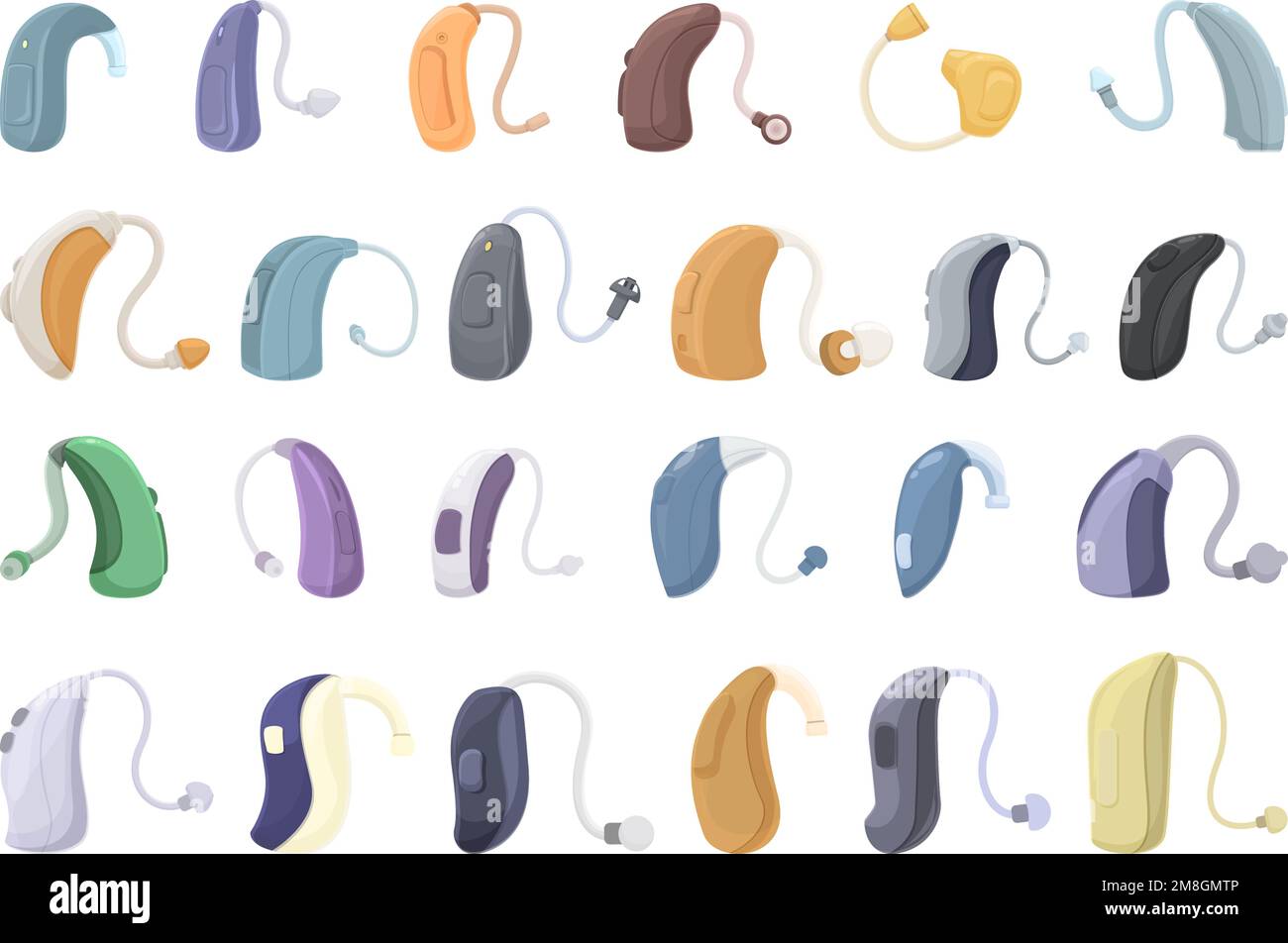 Hearing aid icons set cartoon vector. Ear volume. Loud health Stock ...