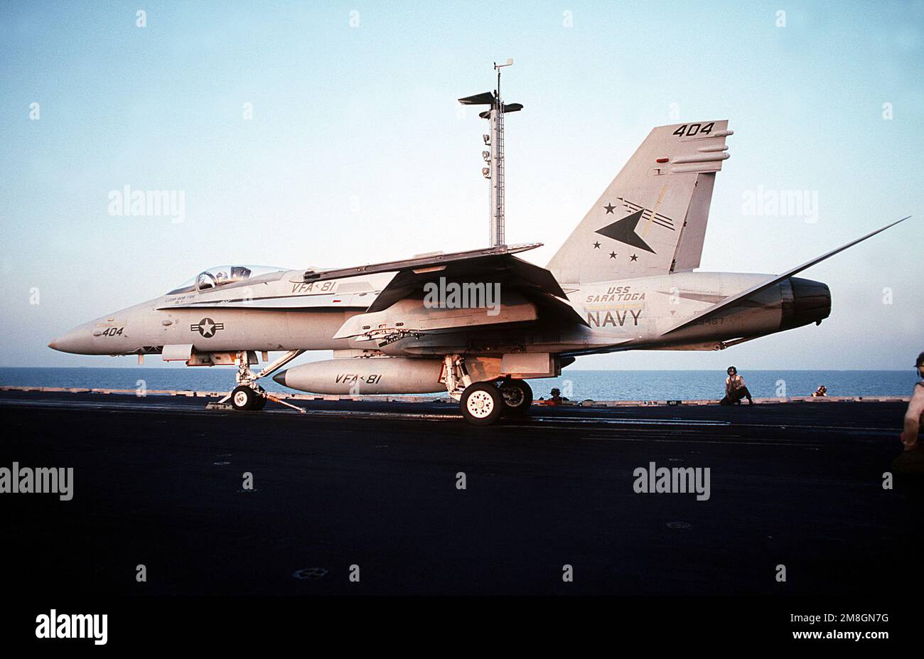 The pilot of a Strike Fighter Squadron 81 (VFA-81) F/A-18C Hornet ...