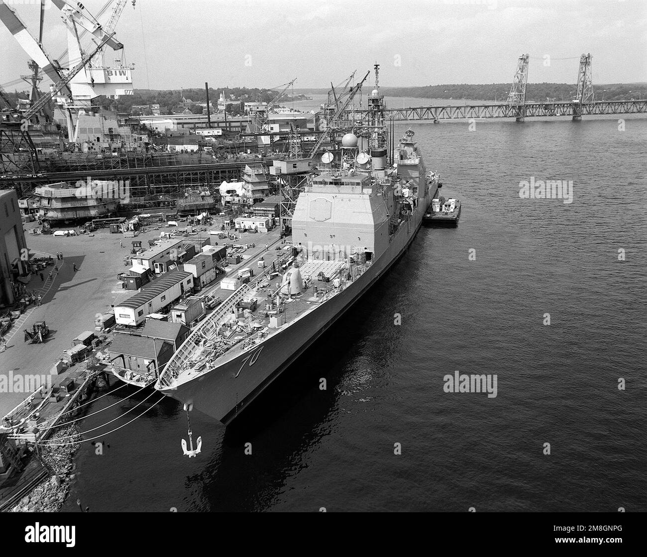 A port bow view of the guided missile cruiser LAKE ERIE(CG-70). The ...