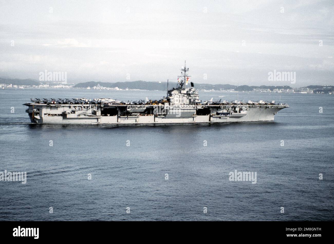 A starboard quarter view of the aircraft carrier USS RANGER (CV-61 ...