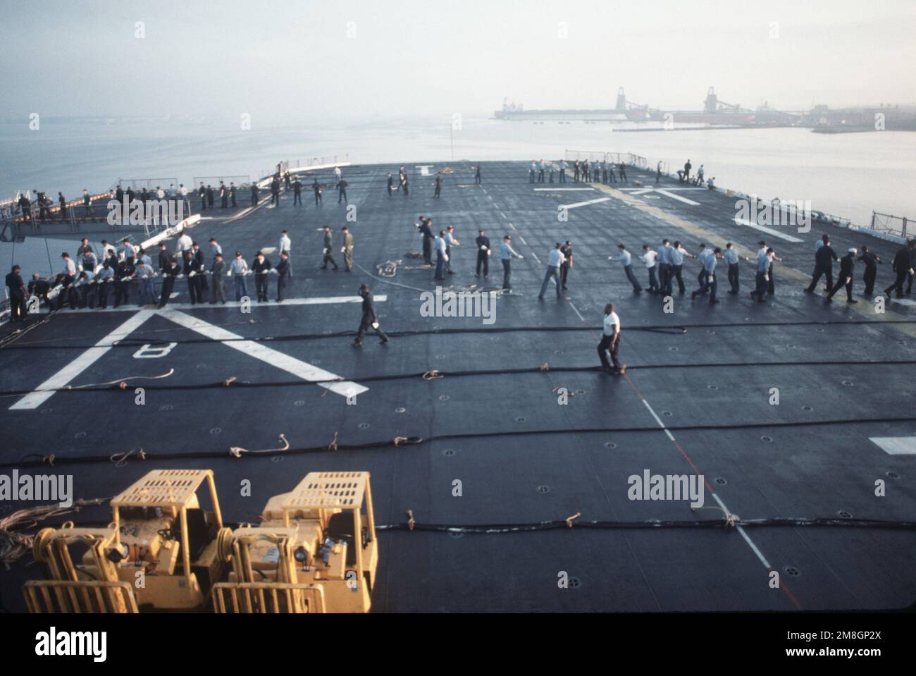 A view on board the amphibious assault ship USS WASP (LHD-1) as ...