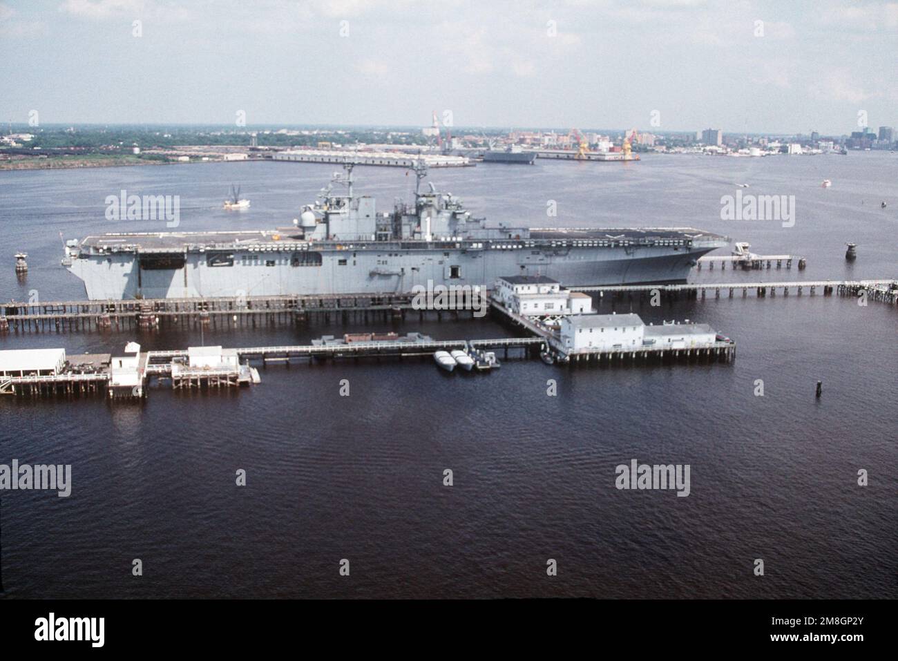 Aerial starboard side view of the amphibious assault ship USS WASP (LHD ...
