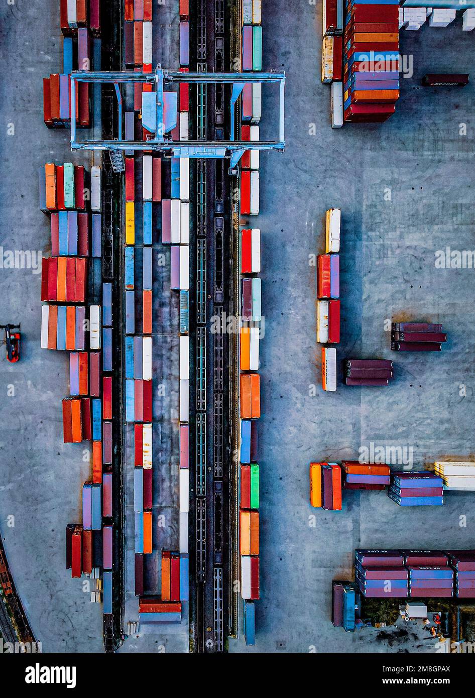 container transport freight trains on the railway stationPoland Mala ...