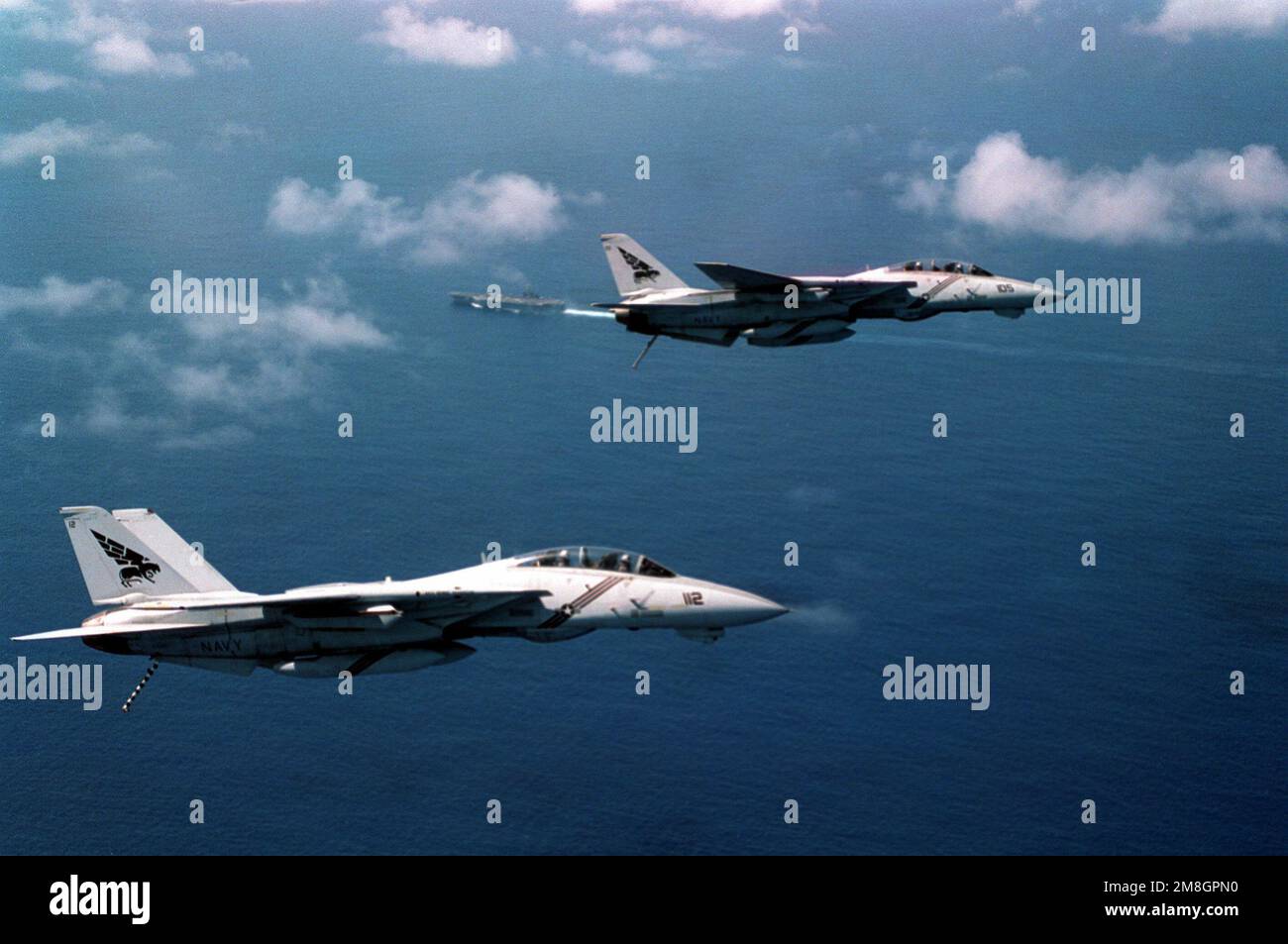 Right side view of two F14B Tomcat aircraft of Fighter Squadron 143 (VF ...