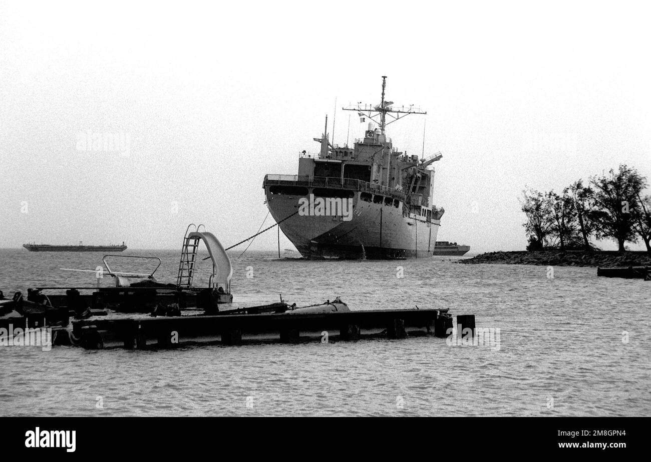 A stern view of the combat stores ship USS WHITE PLAINS (AFS-4), run ...