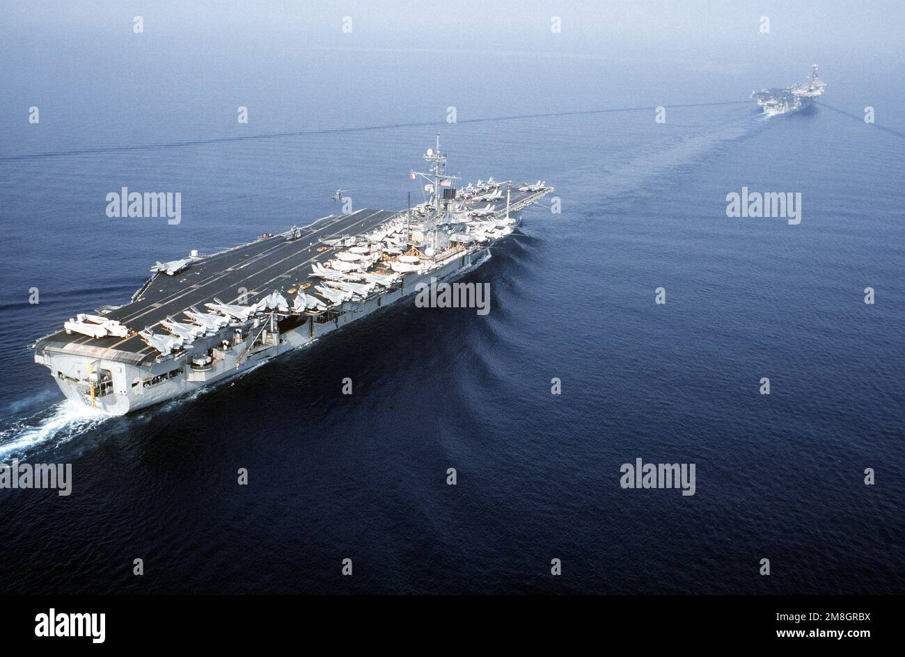 A starboard quarter view of the aircraft carrier USS RANGER (CV-61 ...