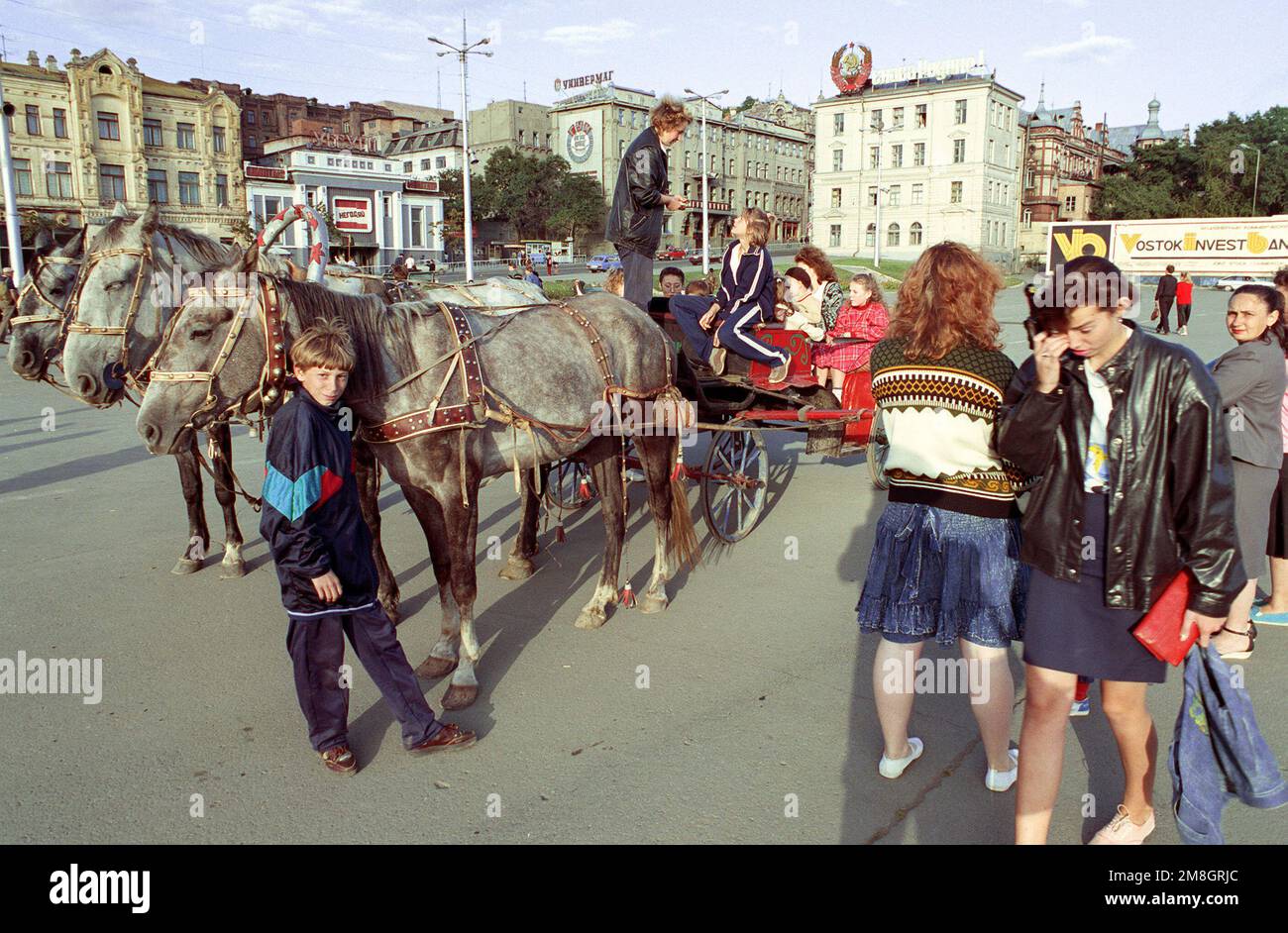 Three abreast hi-res stock photography and images - Alamy