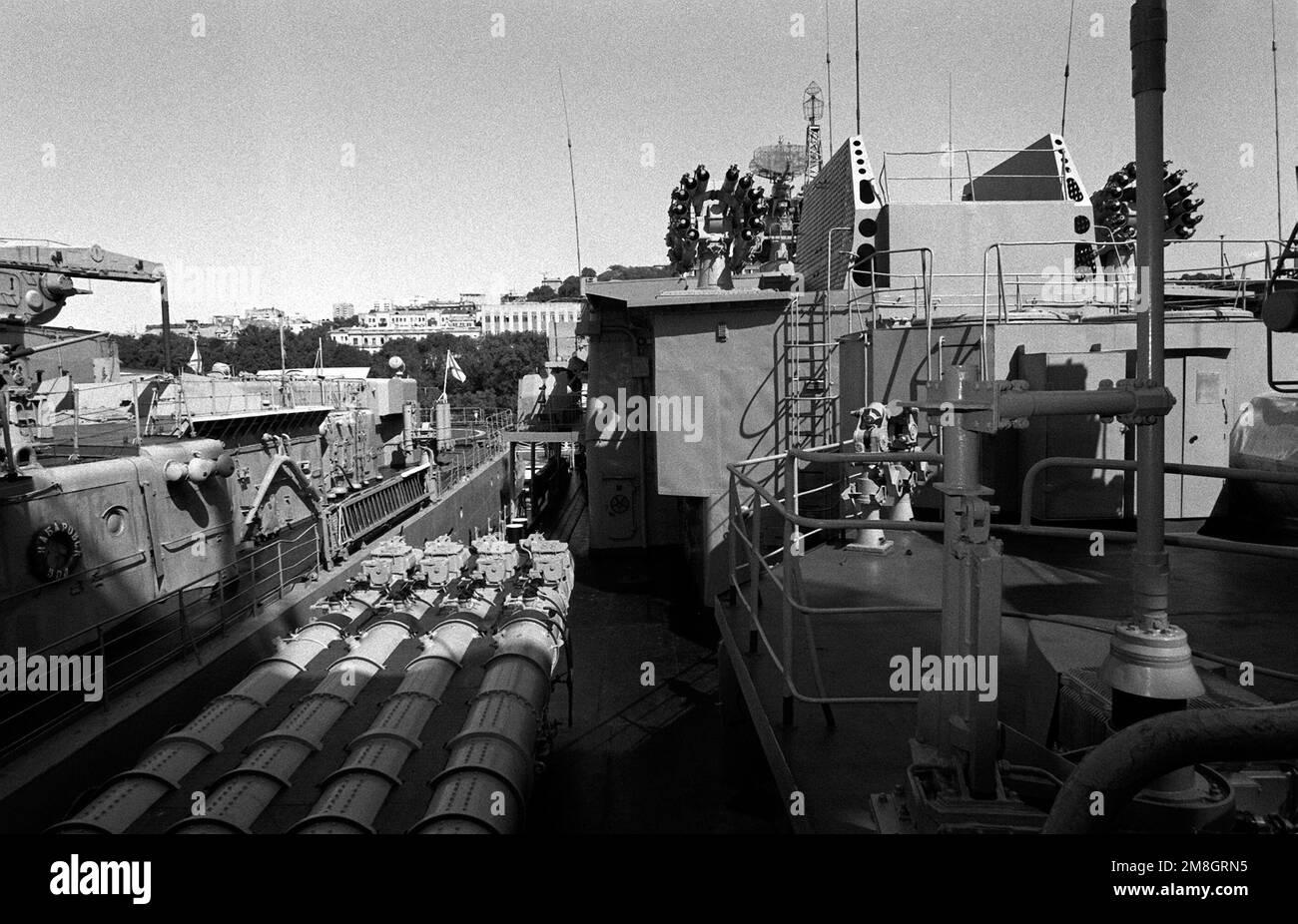 A view looking aft aboard the Udaloy class guided missile destroyer ...