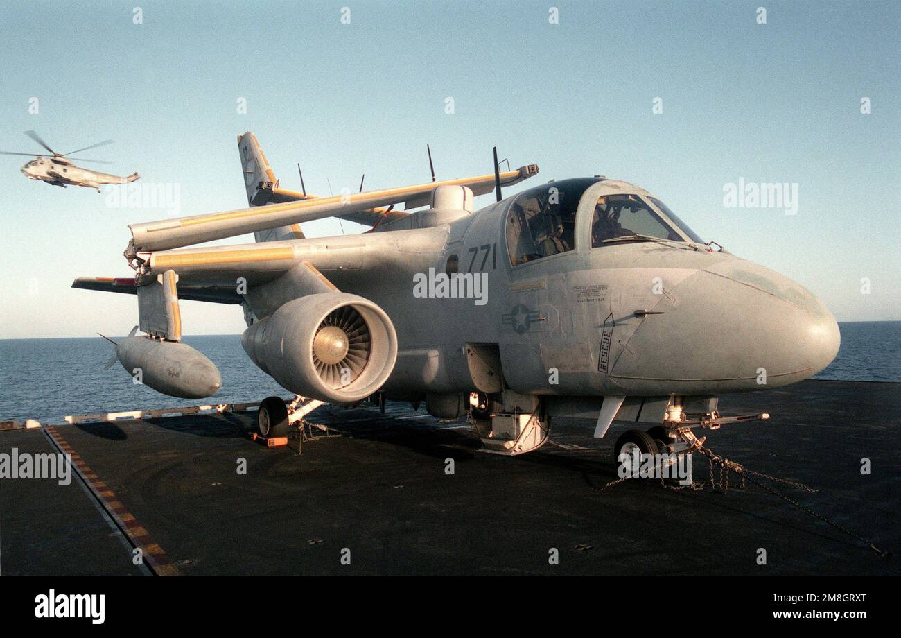 An Air Test and Evaluation Squadron 1 (VX-1) ES-3A Shadow aircraft sits ...