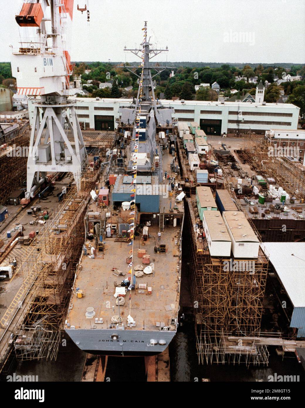 A stern view of the guided missile destroyer JOHN S. MCCAIN (DDG-56) on ...
