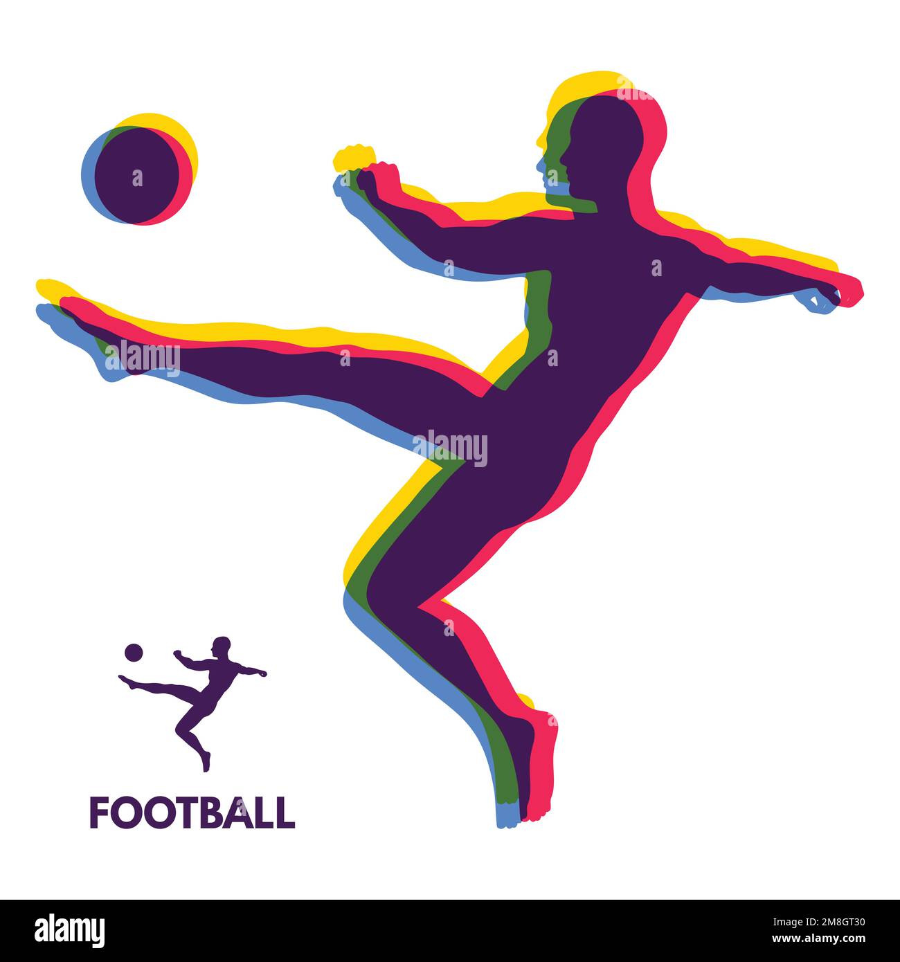 Football player with ball. Sports concept. Design Element. Vector ...