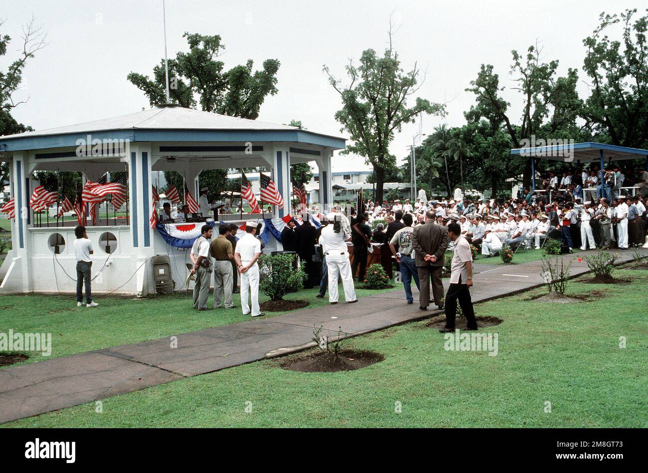An overall view of the deactivation ceremony for Naval Station, Subic ...