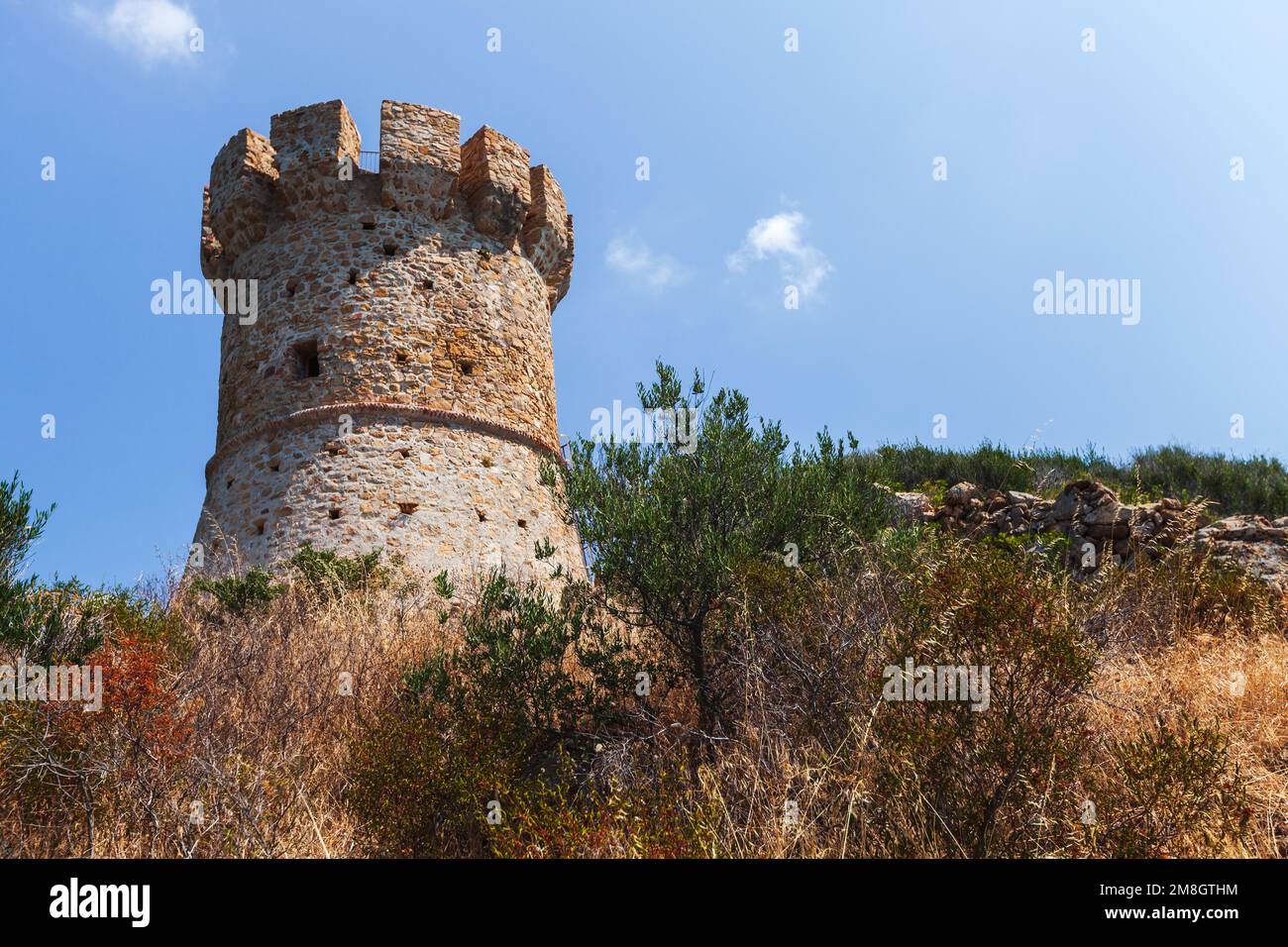 Campanella tower on a sunny day. It is one of the Genoese towers in ...