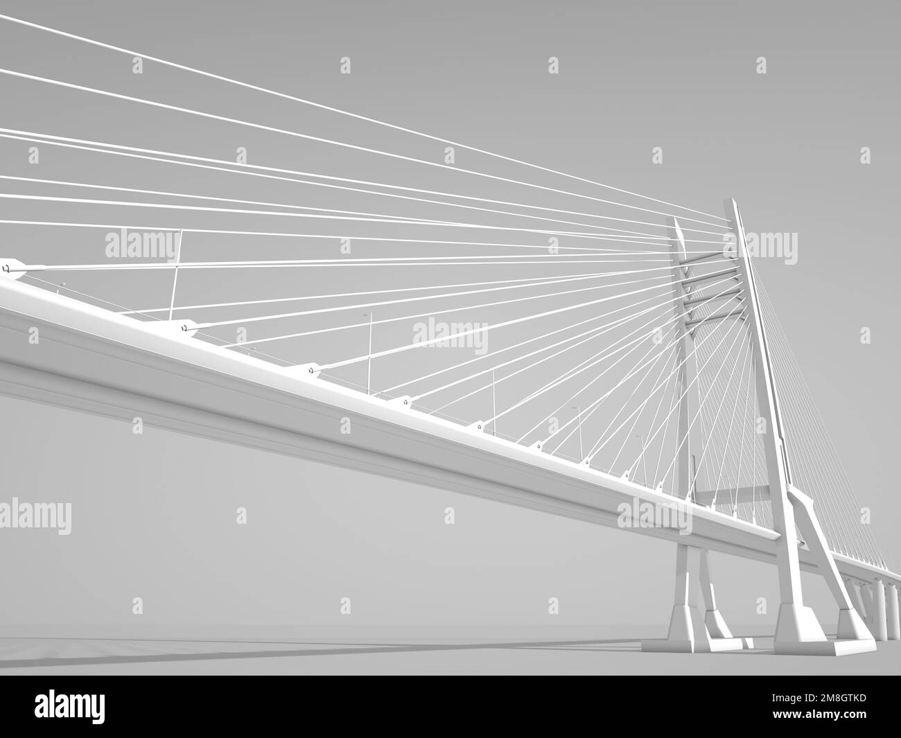 Suspension bridge, white digital model, 3d rendering illustration Stock ...