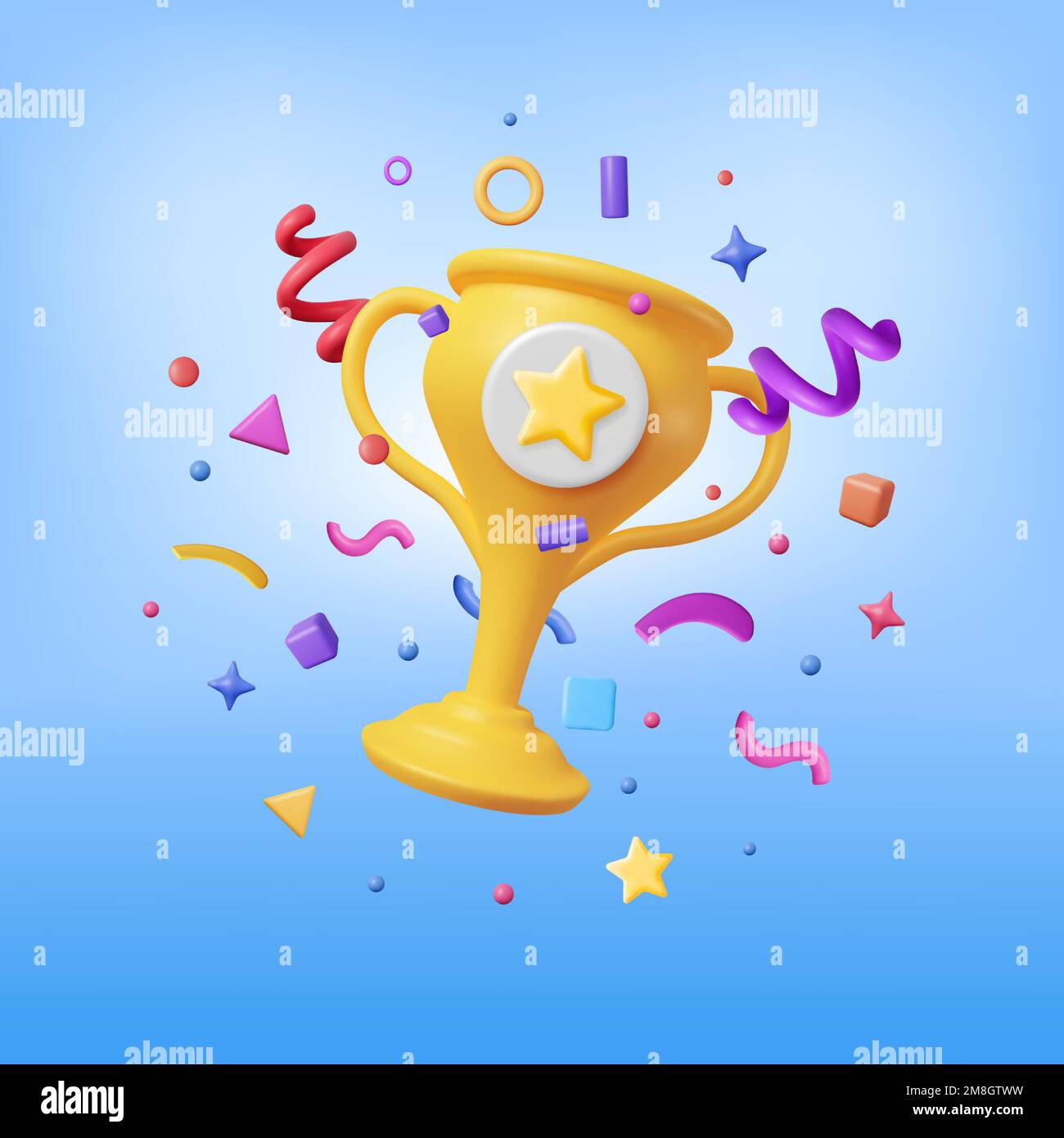 3D Golden Champion Trophy with Confetti Stock Vector Image & Art - Alamy