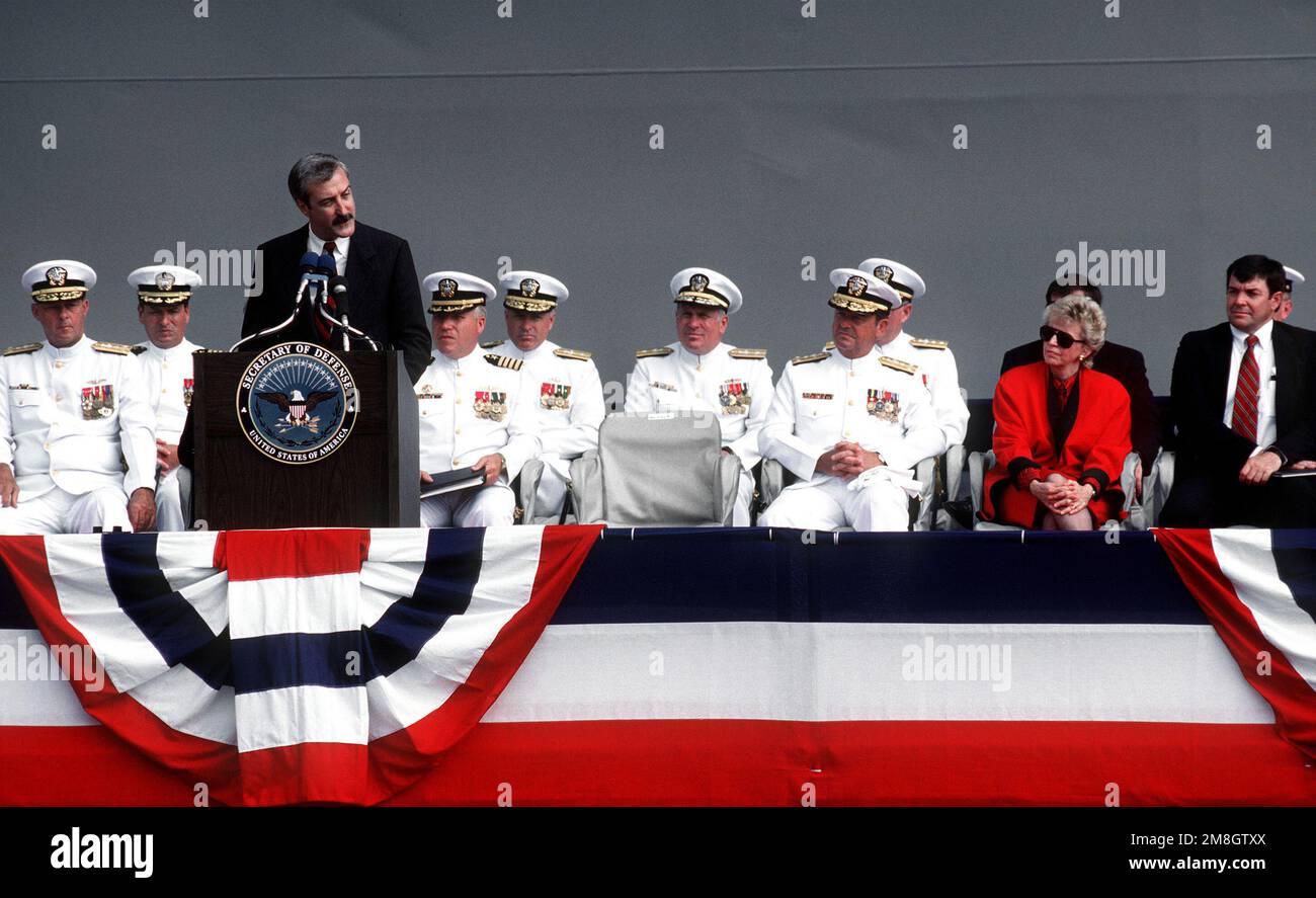 Acting Secretary of the Navy Sean O'Keefer speaks during the ...
