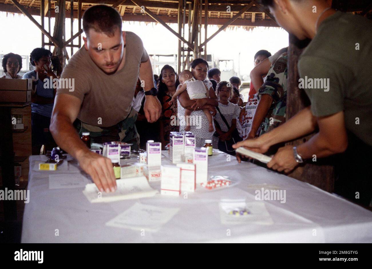 A U.S. Army soldier from the 426th Civil Affairs, Upland, CA, prepares ...