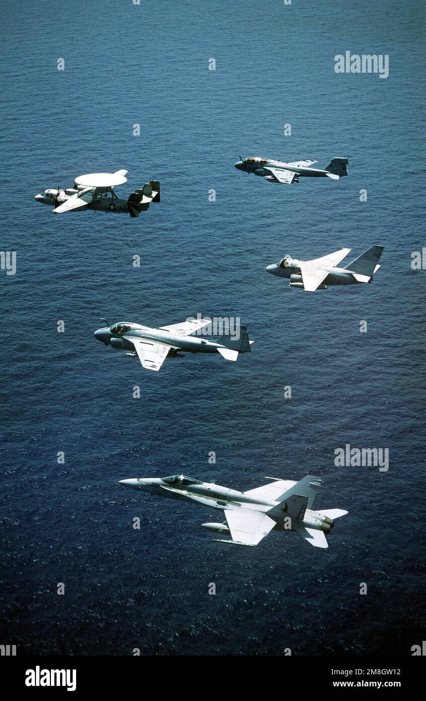 A group of aircraft assigned to the nuclear-powered aircraft carrier ...