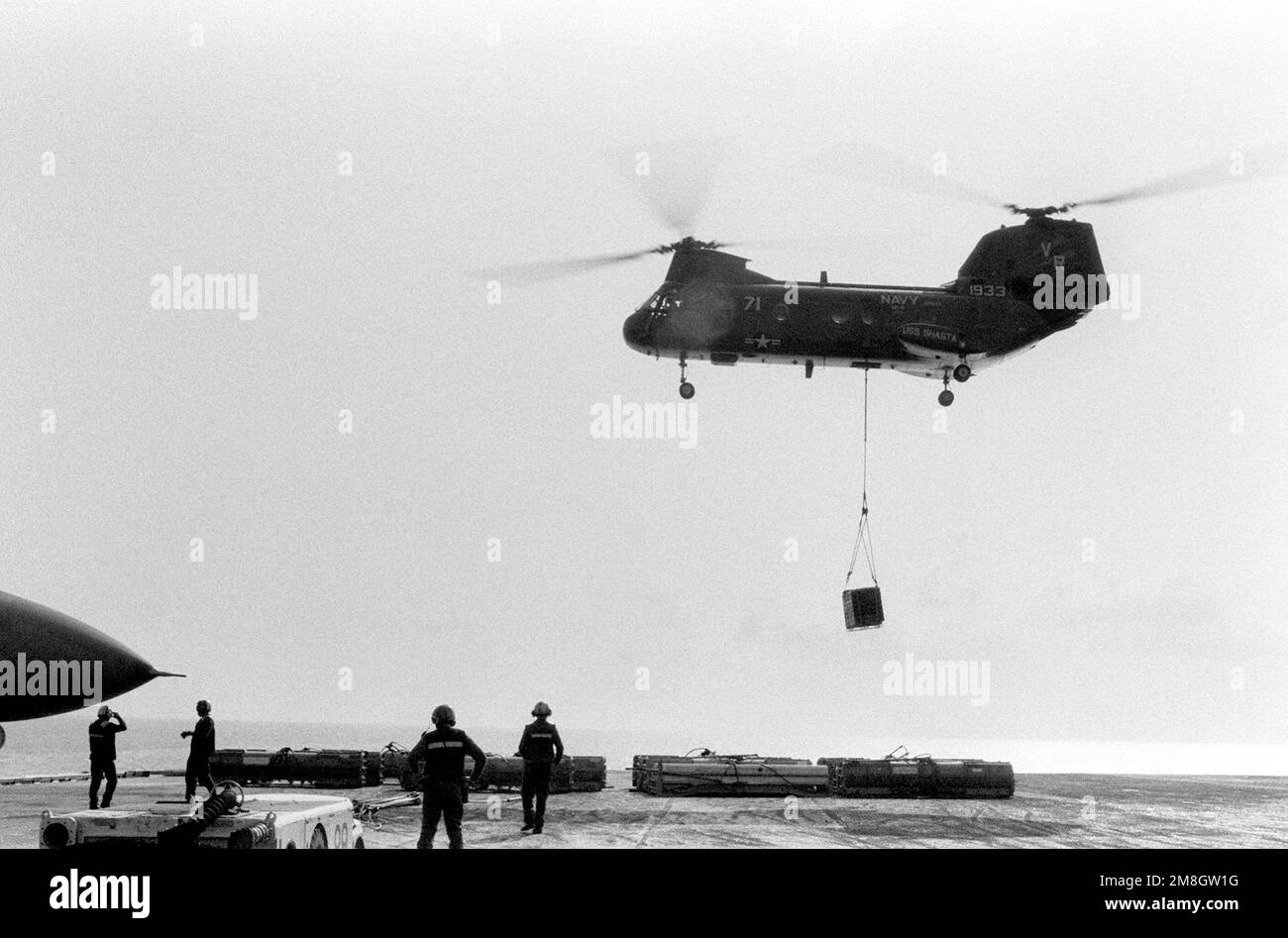 An HH-46 Sea Knight helicopter from a helicopter combat support ...
