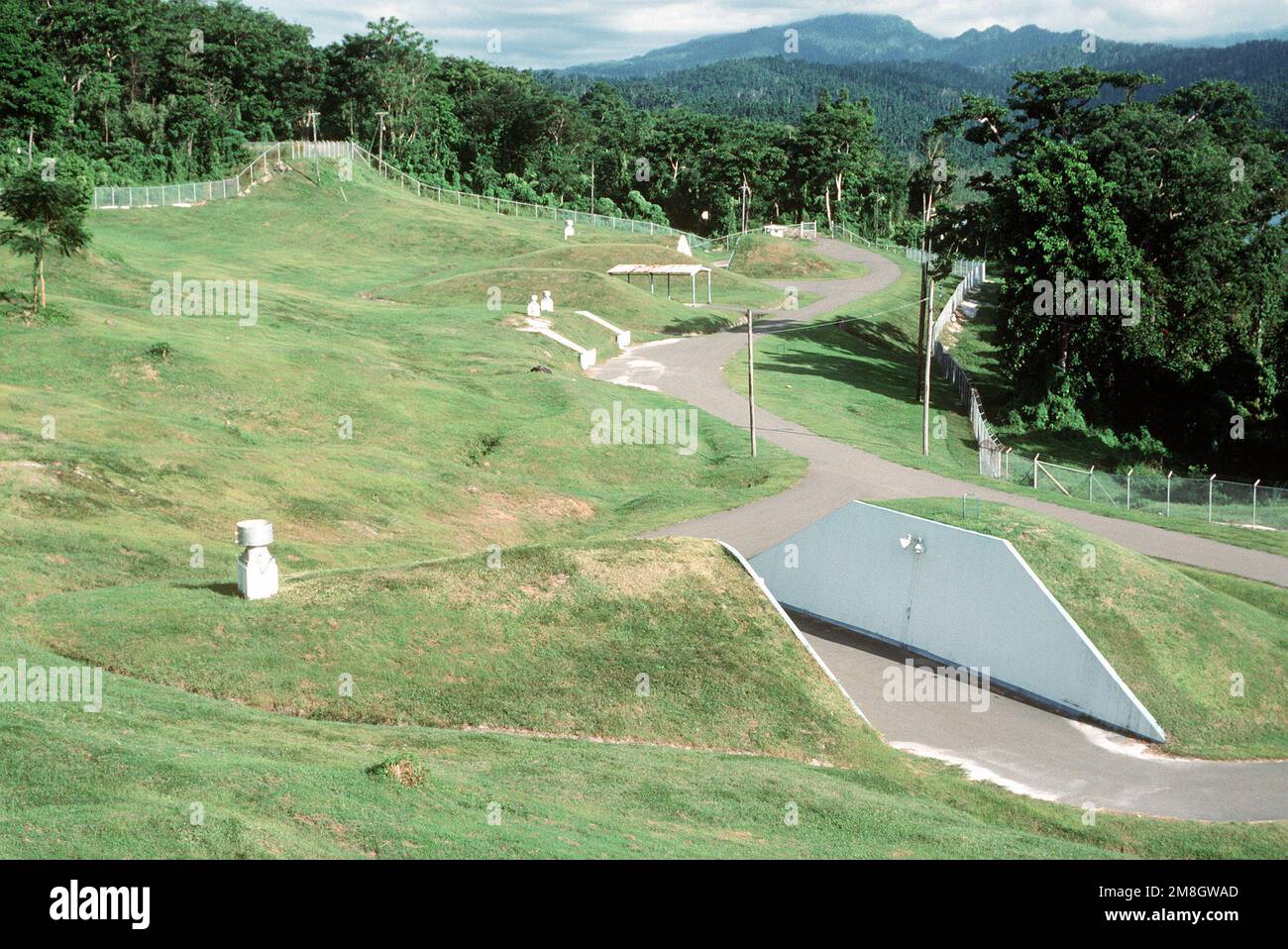 An overview of ordnance bunkers, emptied of their contents prior to the ...