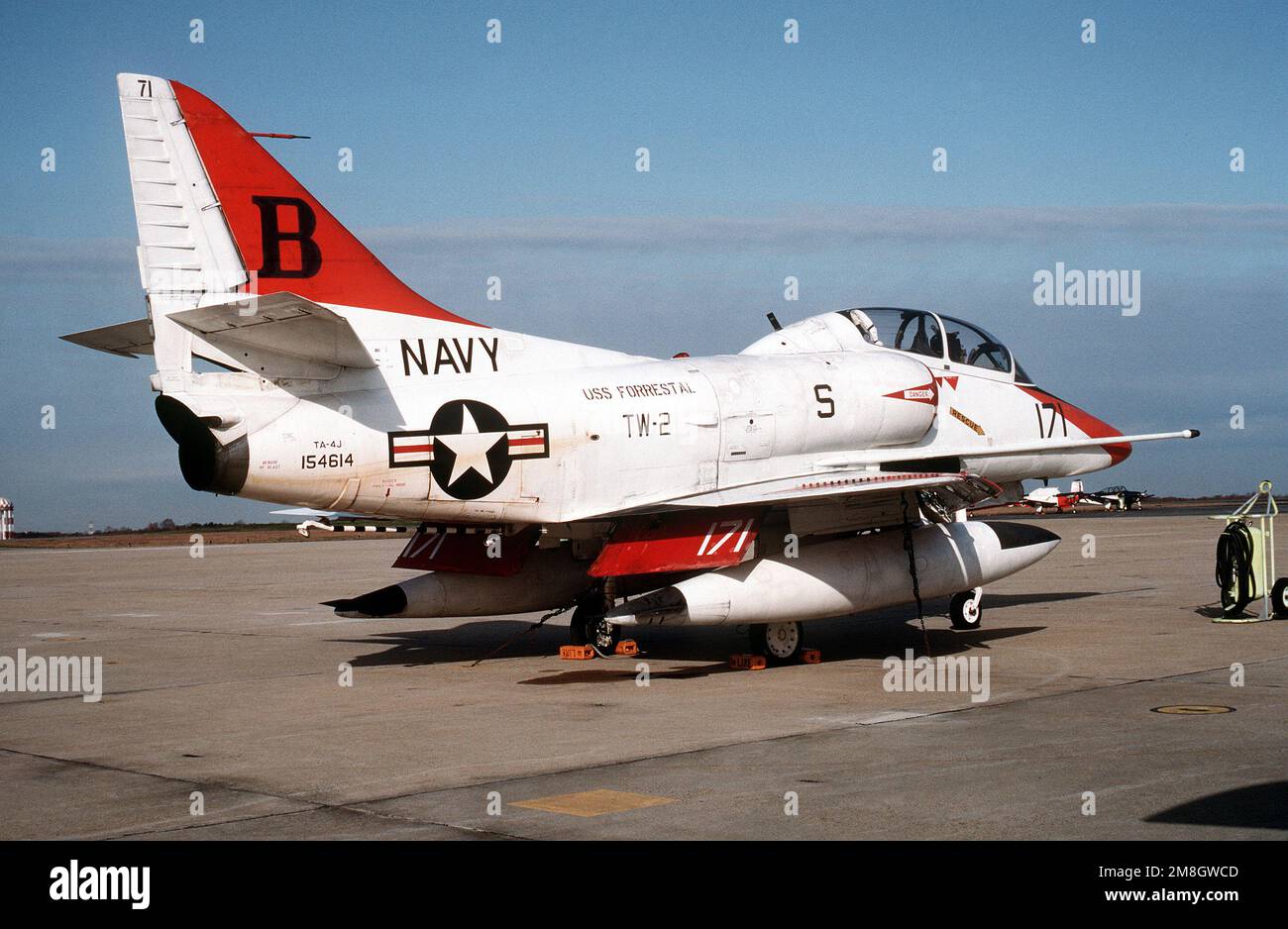 A right side view of a Training Wing (TW-2) TA-4J Skyhawk aircraft ...