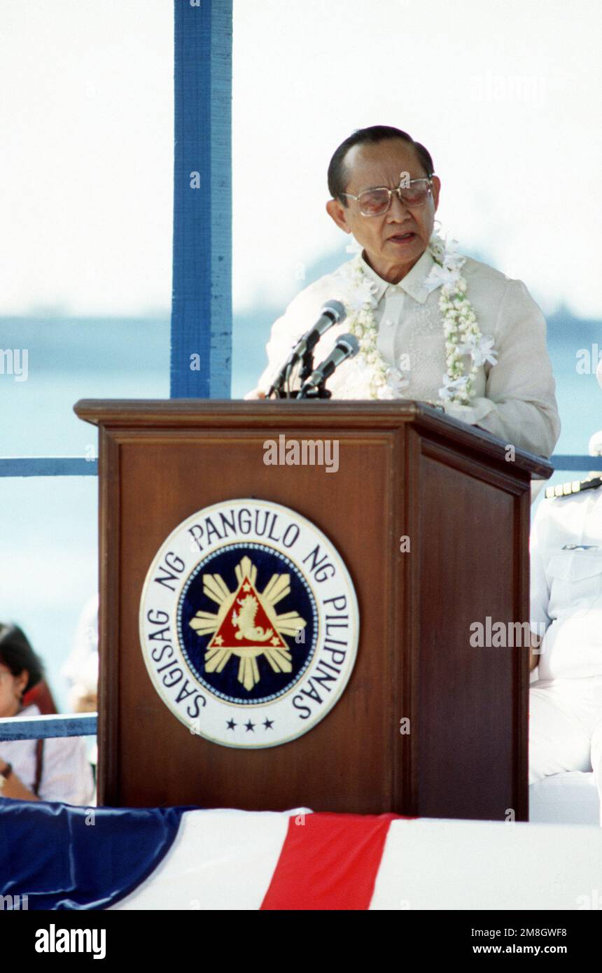 Philippine President Fidel Ramos speaks during the final close-out ...