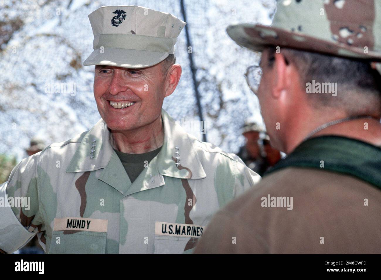 GEN Carl E. Mundy Jr., commandant of the Marine Corps, talks with ...