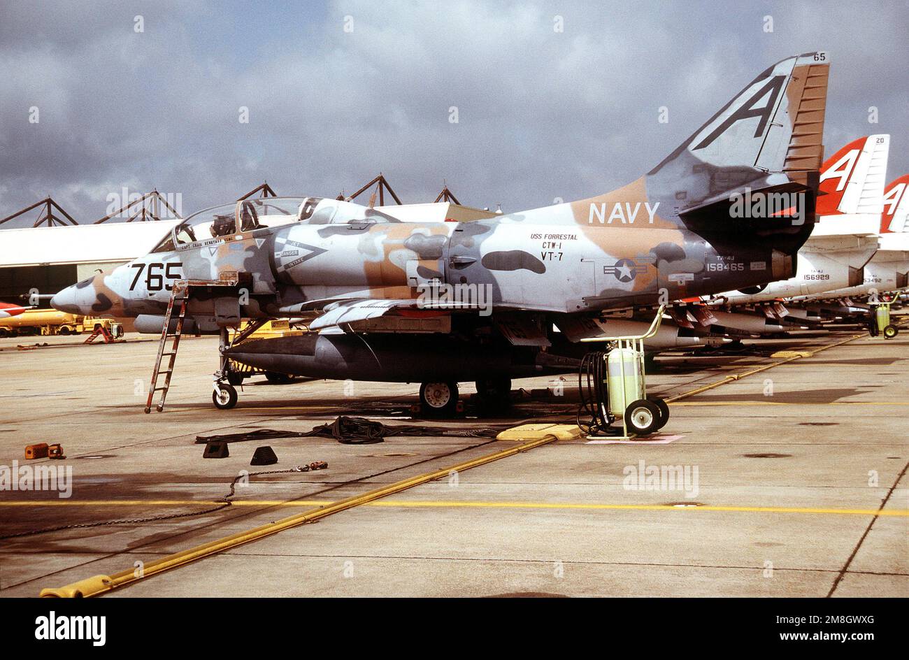 A left side view of a Training Squadron 7 (VT-7) TA-4J Skyhawk aircraft ...